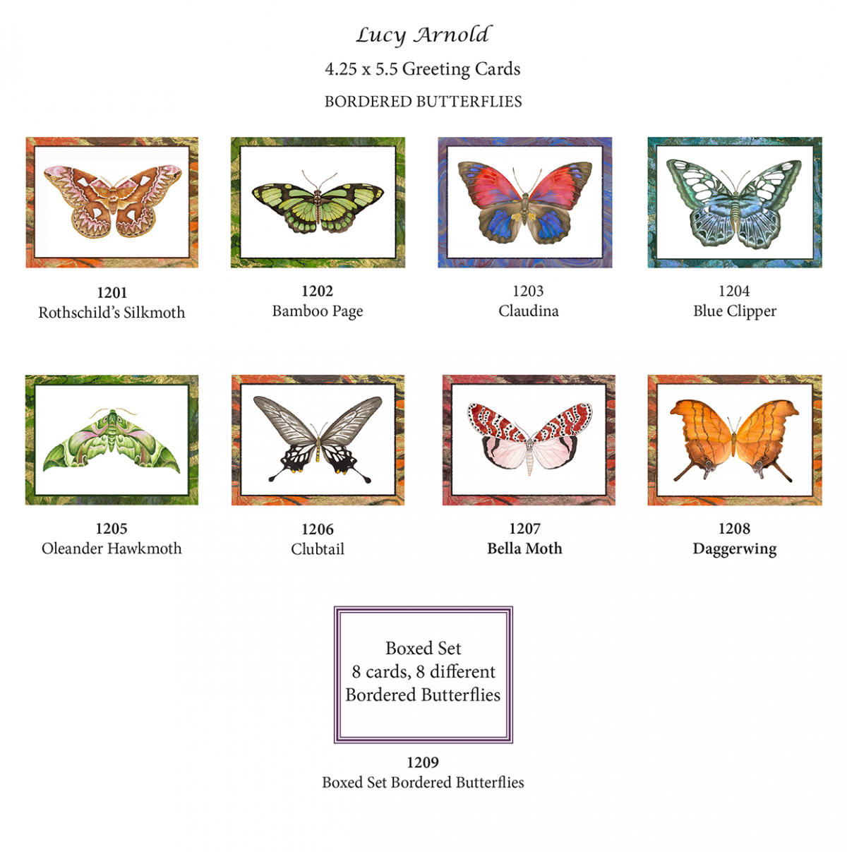Bordered Butterfly Greeting Cards - Fine Art of Lucy Arnold